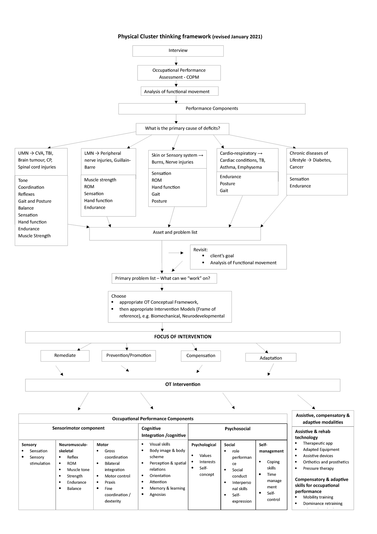Phyical health OT Cluster thinking framework in occupational therapy ...