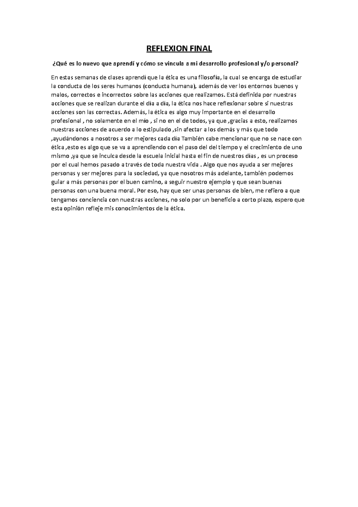 Reflexion Final 1 - jjknkllkkni - REFLEXION FINAL ¿Qué es lo nuevo que ...