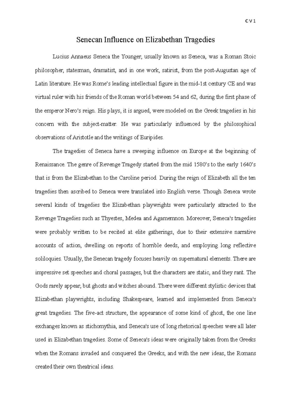 Senecan Influence on Elizabethan Tragedies - He was Rome’s leading ...