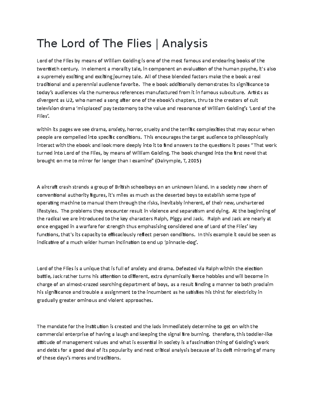 The Lord of The Flies Analysis - The Lord of The Flies | Analysis Lord ...