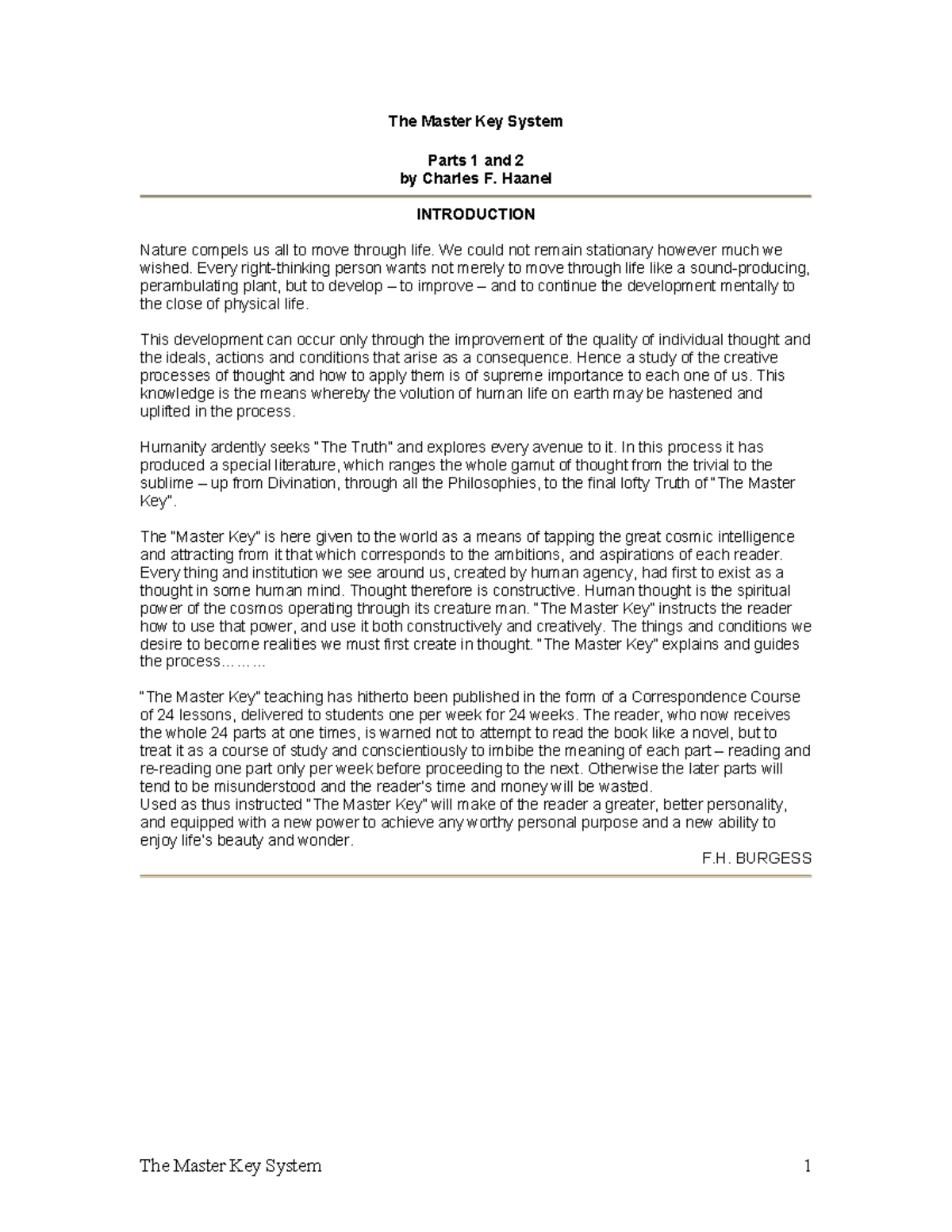 Charles F. Haanel - The Master Key System (2006 ) - The Master Key ...