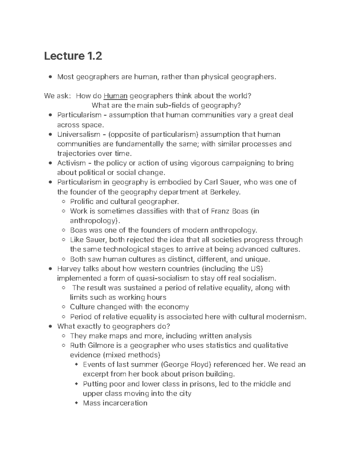 Lecture Chapter 1.2 - Lecture 1. Most geographers are human, - Studocu