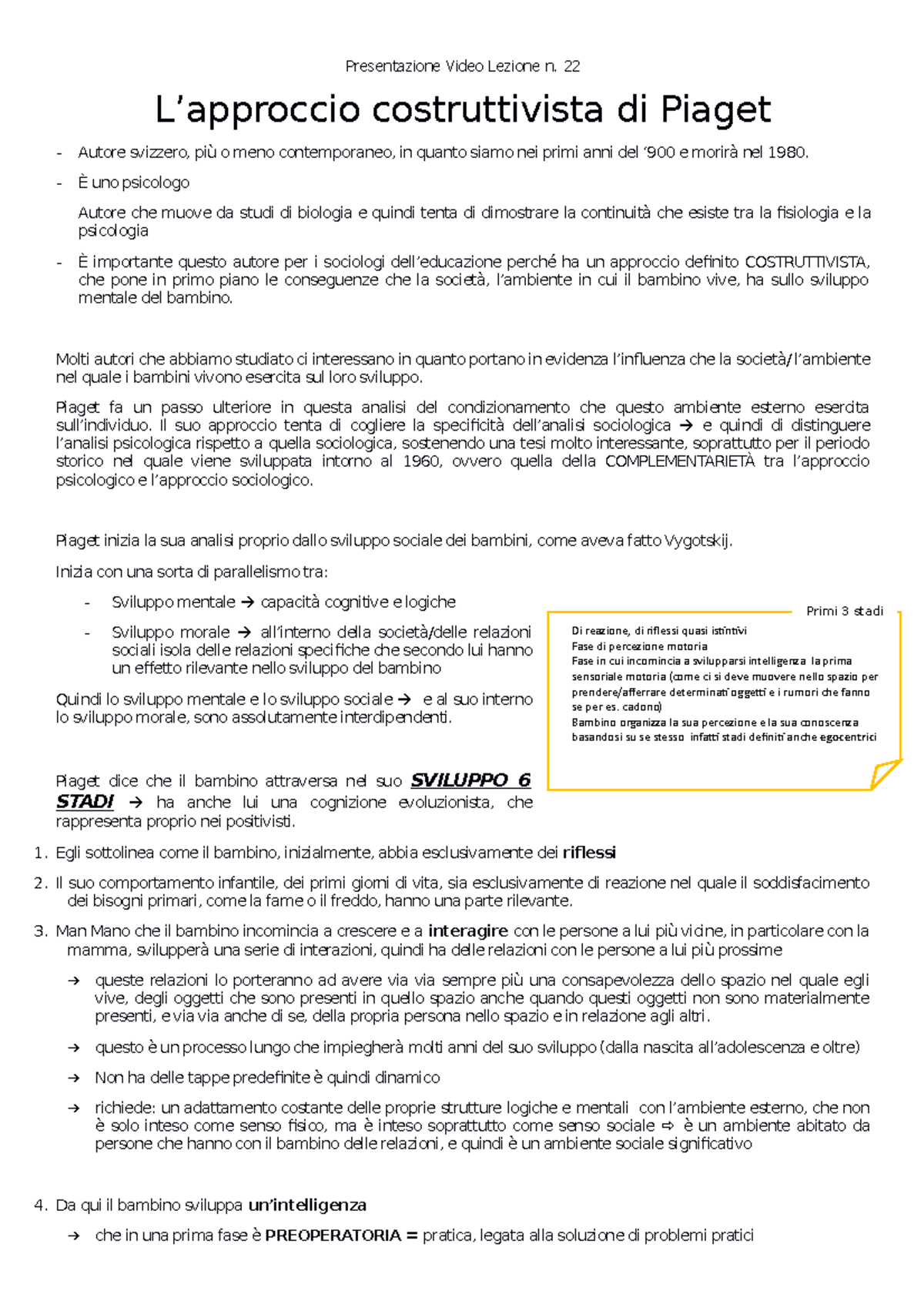 L’approccio costruttivista Piaget - Presentazione Video Lezione n. 22 L ...