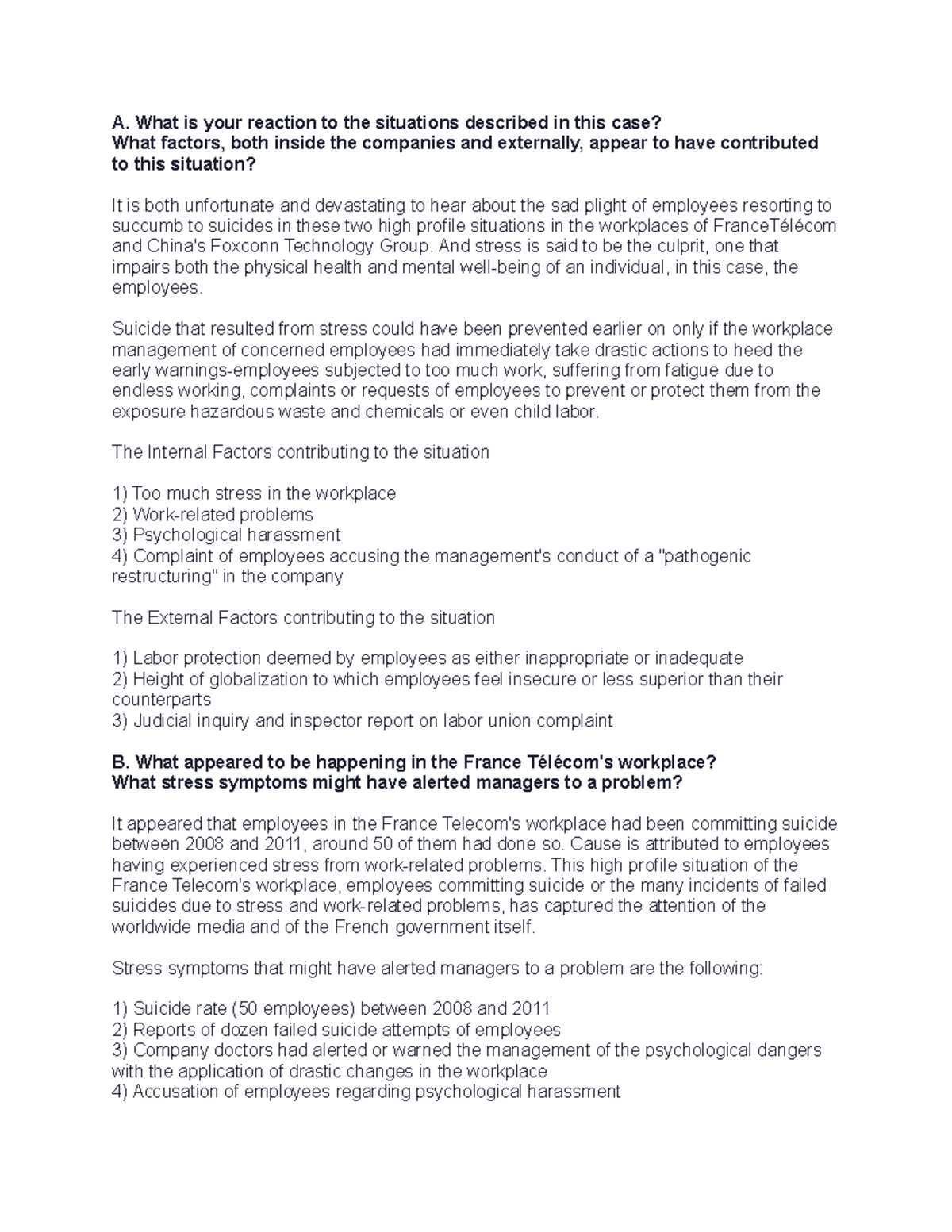 1 - some suggestion from experts - A. What is your reaction to the ...