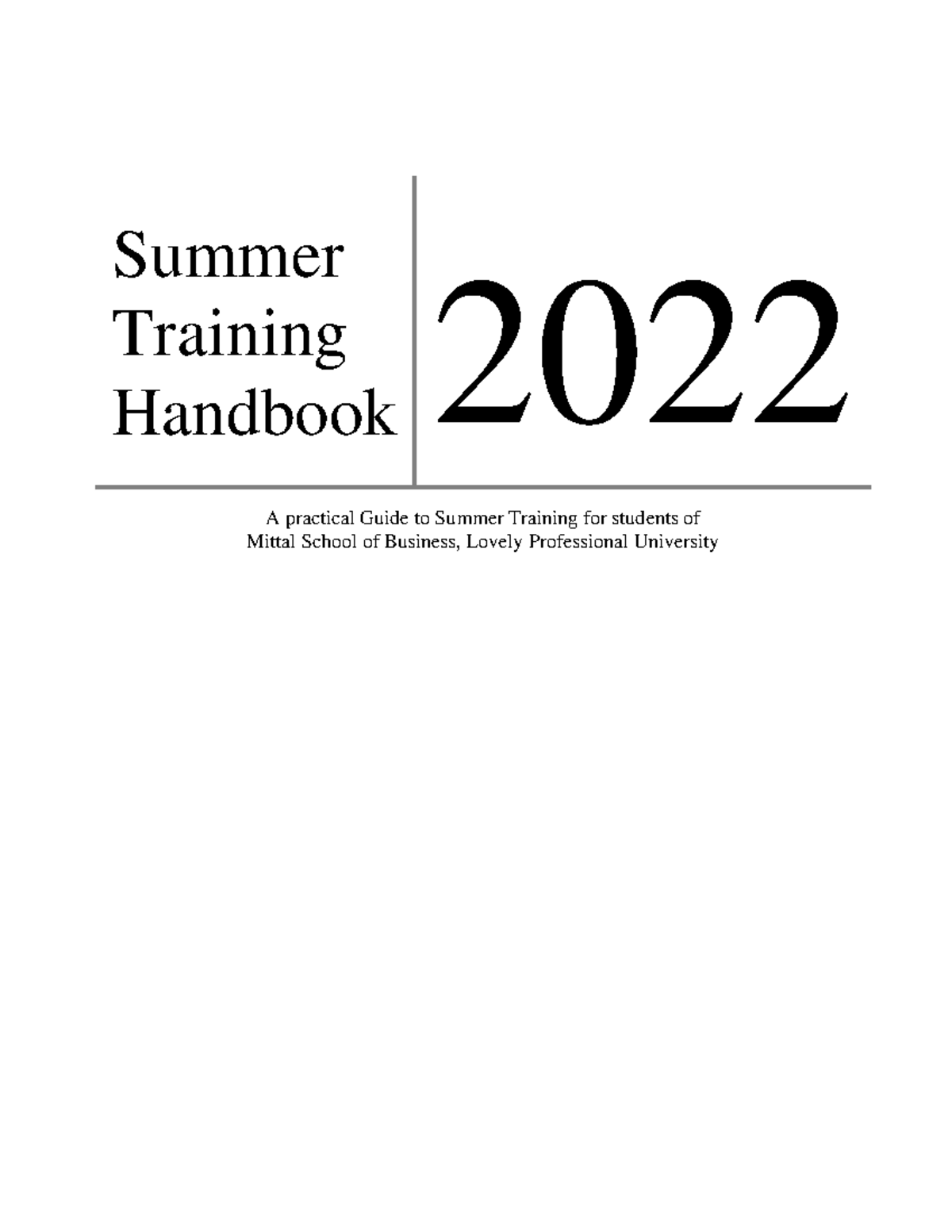 Summer Training handbook 2022 - Summer Training Handbook 2022 A ...