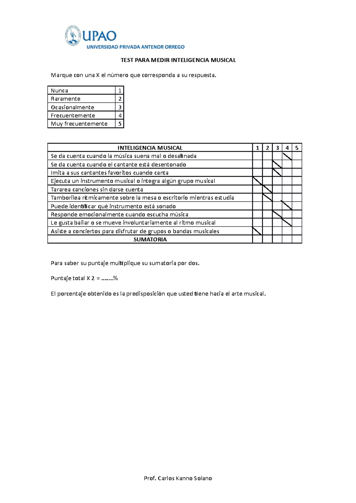 TEST PARA Medir Inteligencia Musical - TEST PARA MEDIR INTELIGENCIA ...