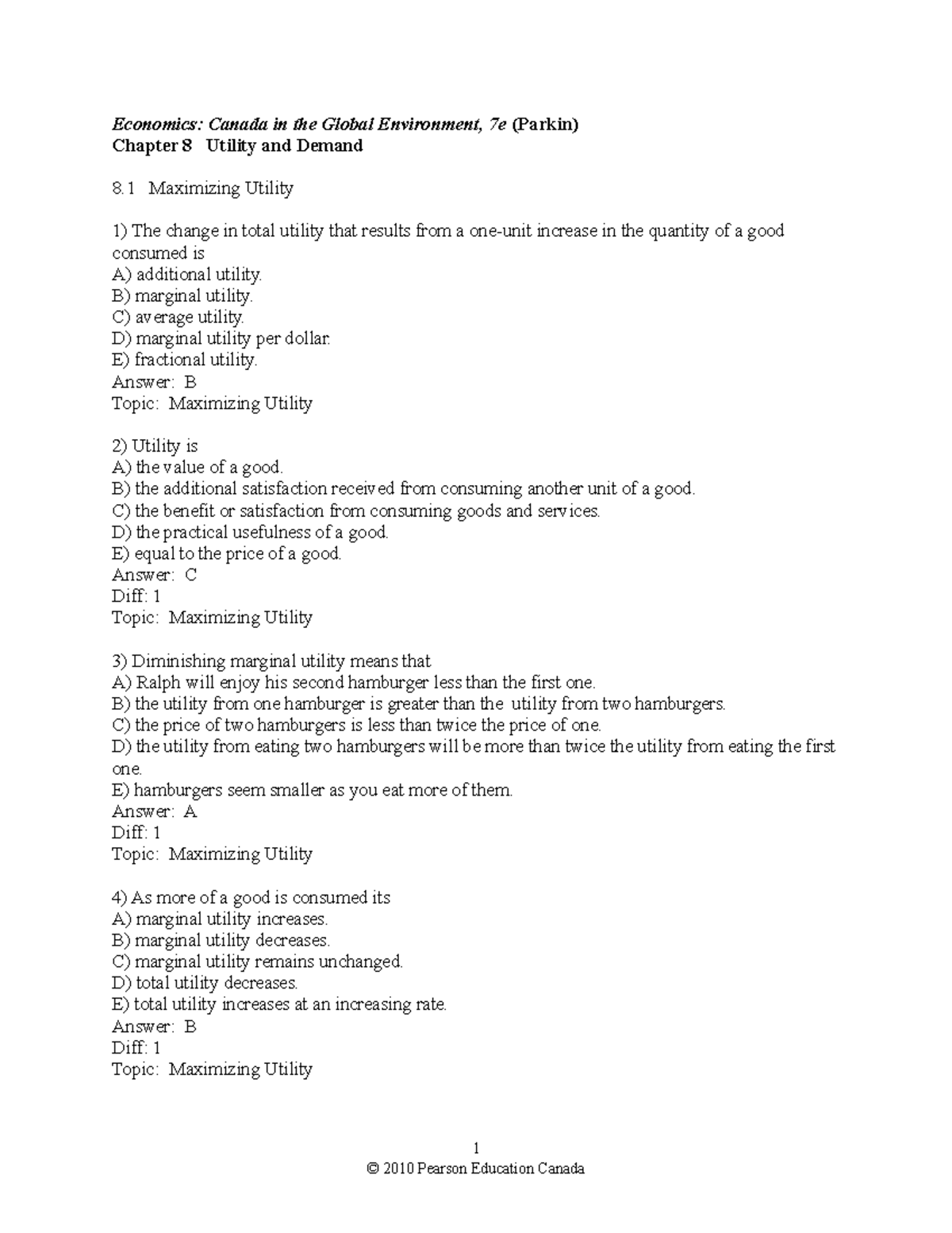 Sample/practice exam 2019, questions and answers - Economics: Canada in ...