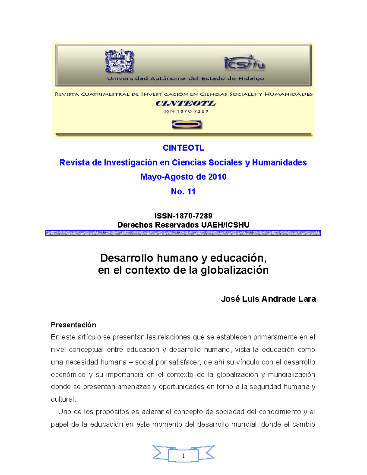 Educacion-Desarrollo humano - CINTEOTL Revista de Investigación en ...
