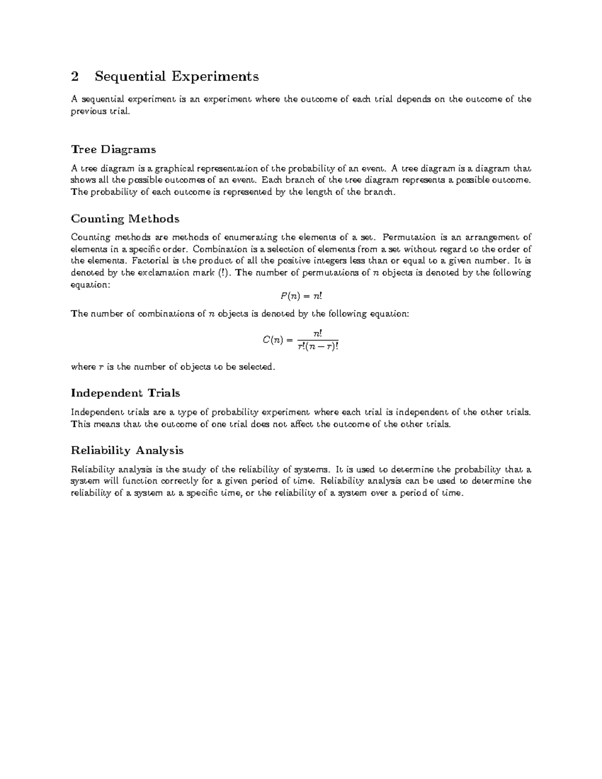 Probability and Signal Analysis, Chapter 2 - 2 Sequential Experiments A sequential experiment is ...