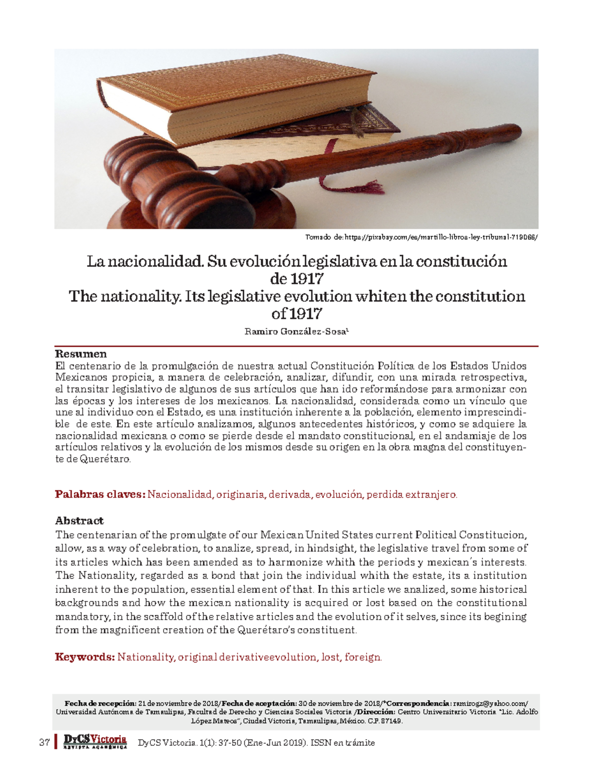 16-Texto del artículo-2-5-10-2019 0606 - 37 DyCS Victoria. 1(1): 37-50 ...