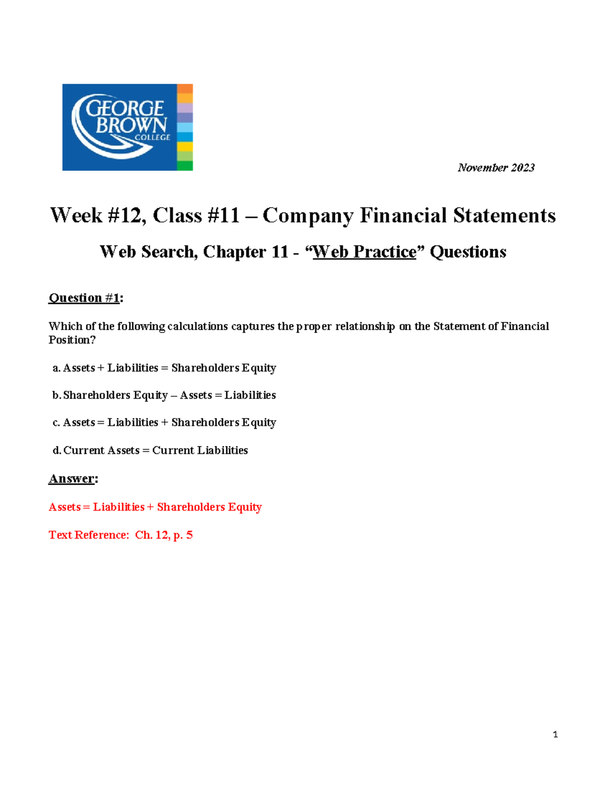 Week#12 FIN2061 Nov24 Exercise Corp FS Extr Practice Qs Answers MH ...