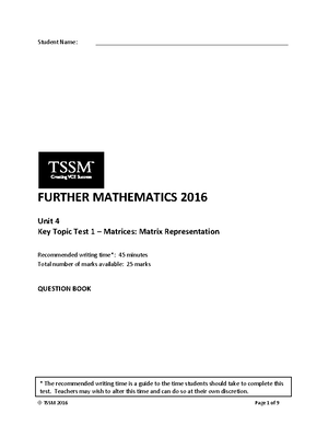2016 Further Maths KTT 2 Transition Matrices - Solutions - FURTHER ...