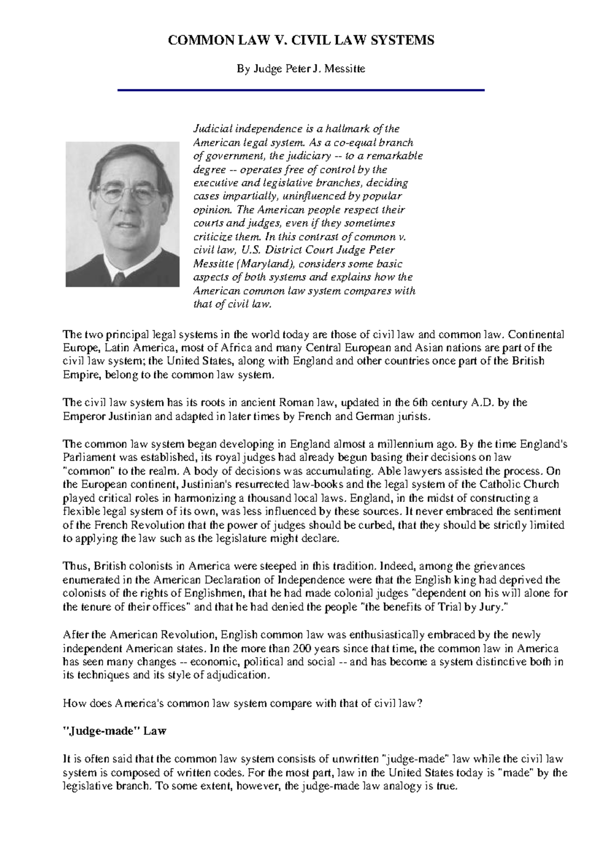 Common LAW V. Civil LAW Systems - COMMON LAW V. CIVIL LAW SYSTEMS By ...