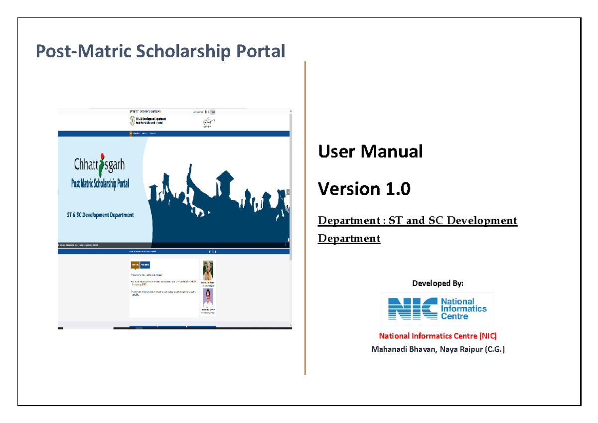 PMS-Student-Manual - MBBS - Post-Matric Scholarship Portal User Manual Version 1. Department ...