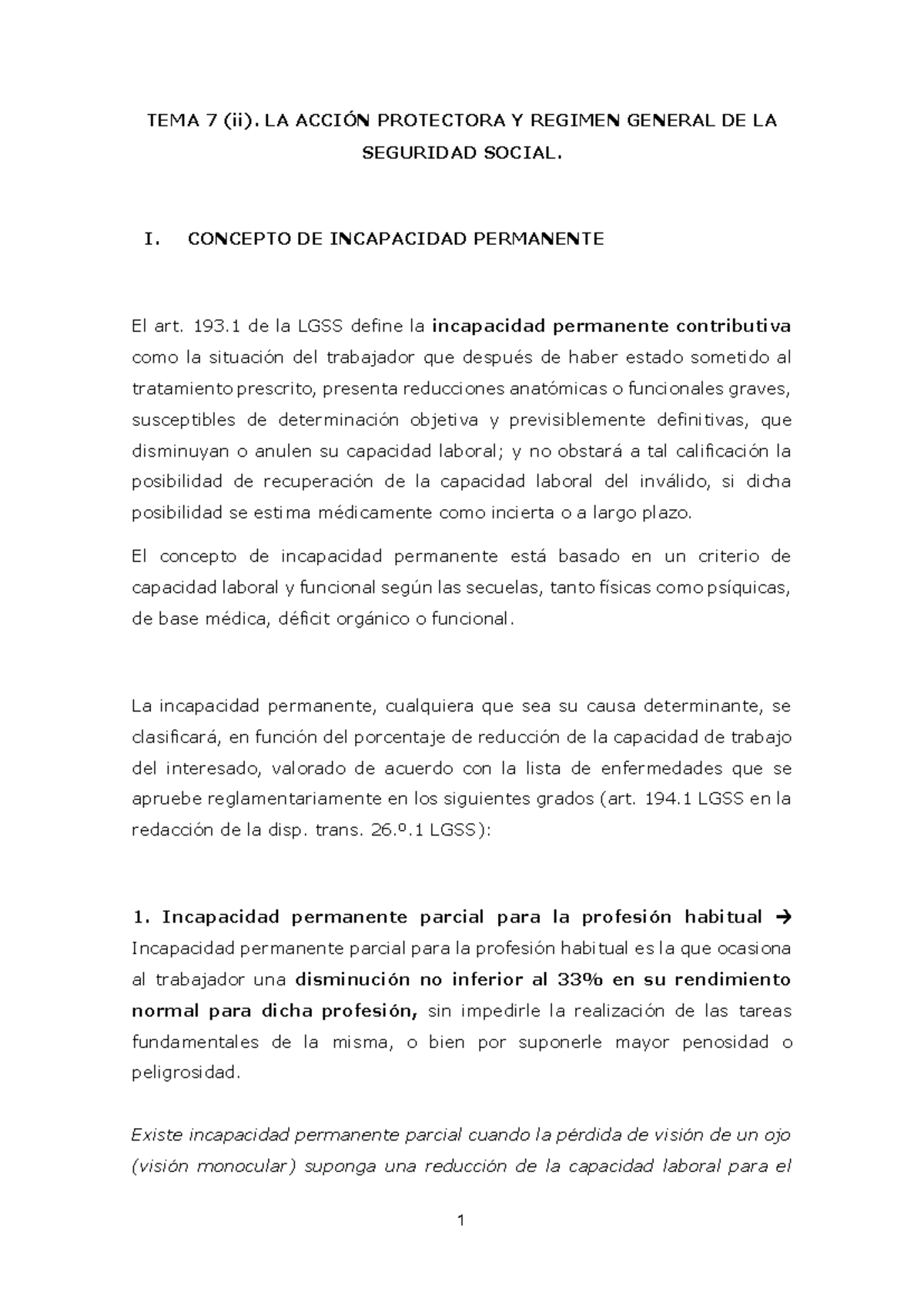 DERECHO LABORAL - TEMA 7 (ii). LA ACCIÓN PROTECTORA Y REGIMEN GENERAL ...