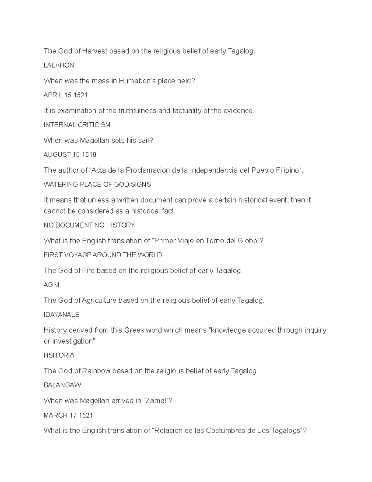 The God of Harvest based on the religious belief of early Tagalog ...