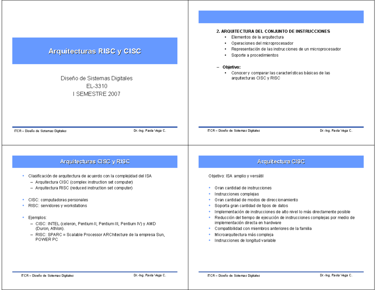 CISC y RISC - microcontroladores microcontroladores - ITCR – Diseño de ...
