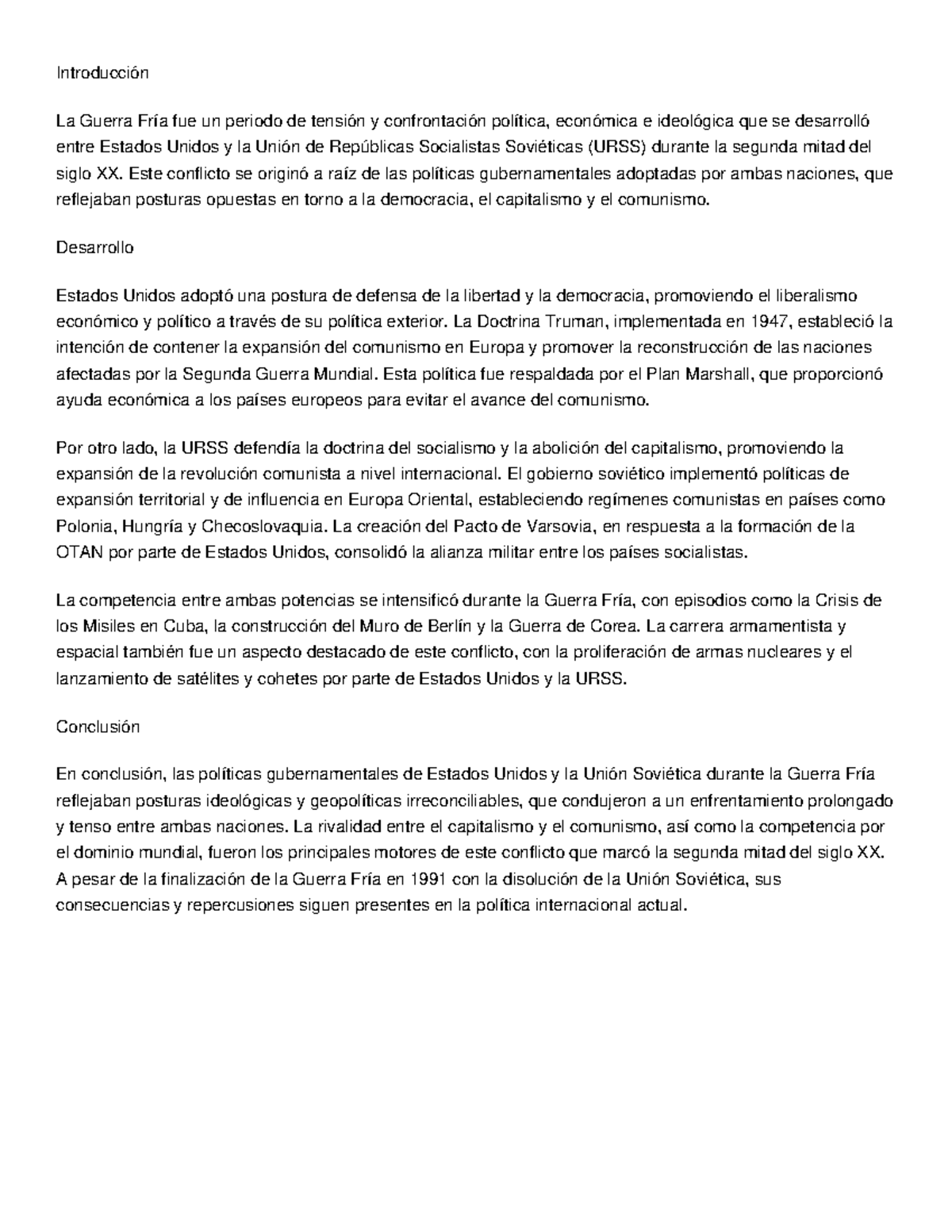 Introducción 3 - ASFG - Introducción La Guerra Fría fue un periodo de ...