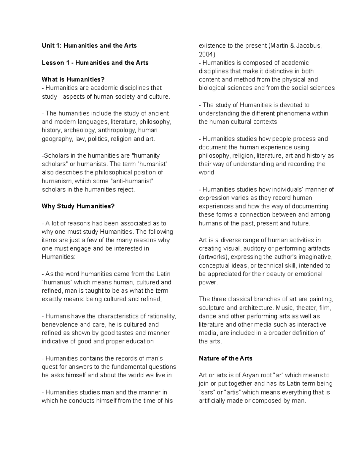 Art-Appreciation-Reviewer-QUIZ Midterms - Unit 1: Humanities and the ...