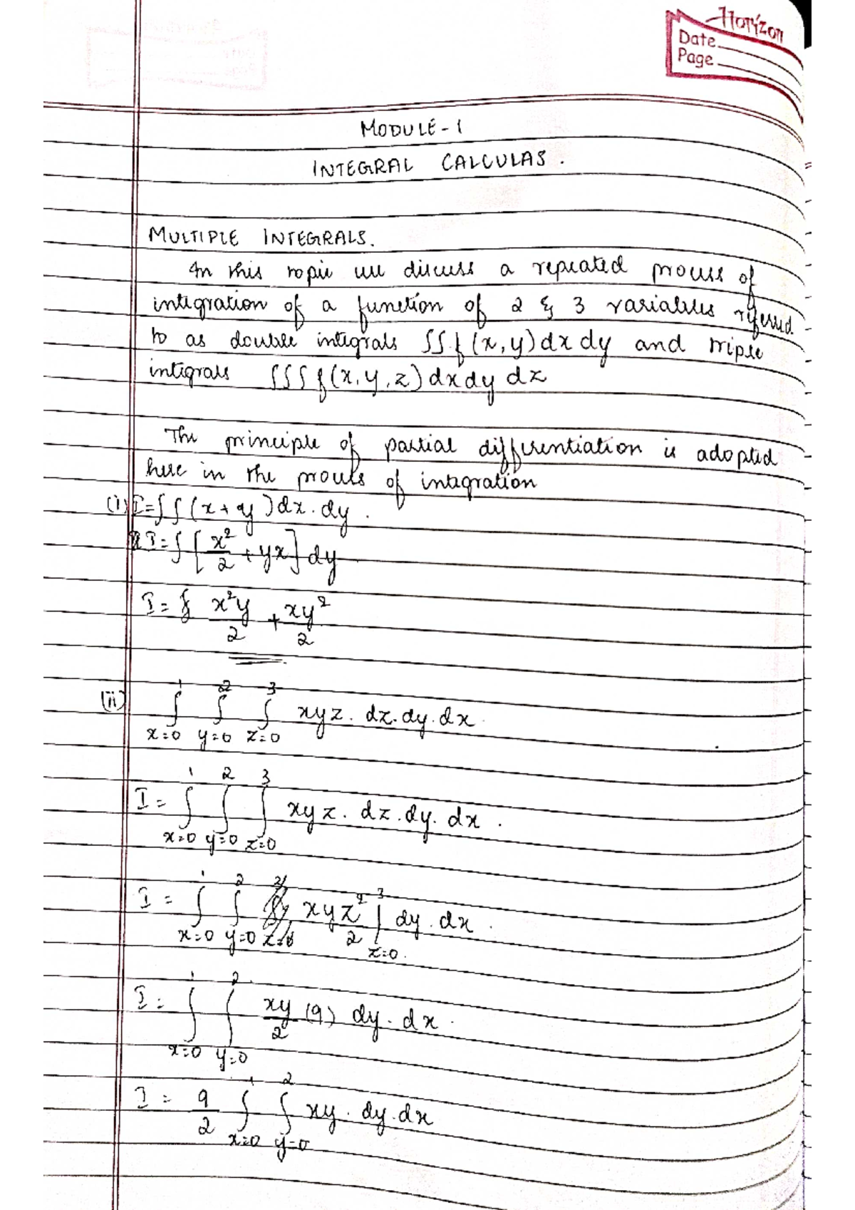 BMATS201 M1 Integral Calculus 1 - Date 71014/2011 Page MODULE- INTEGRAL ...