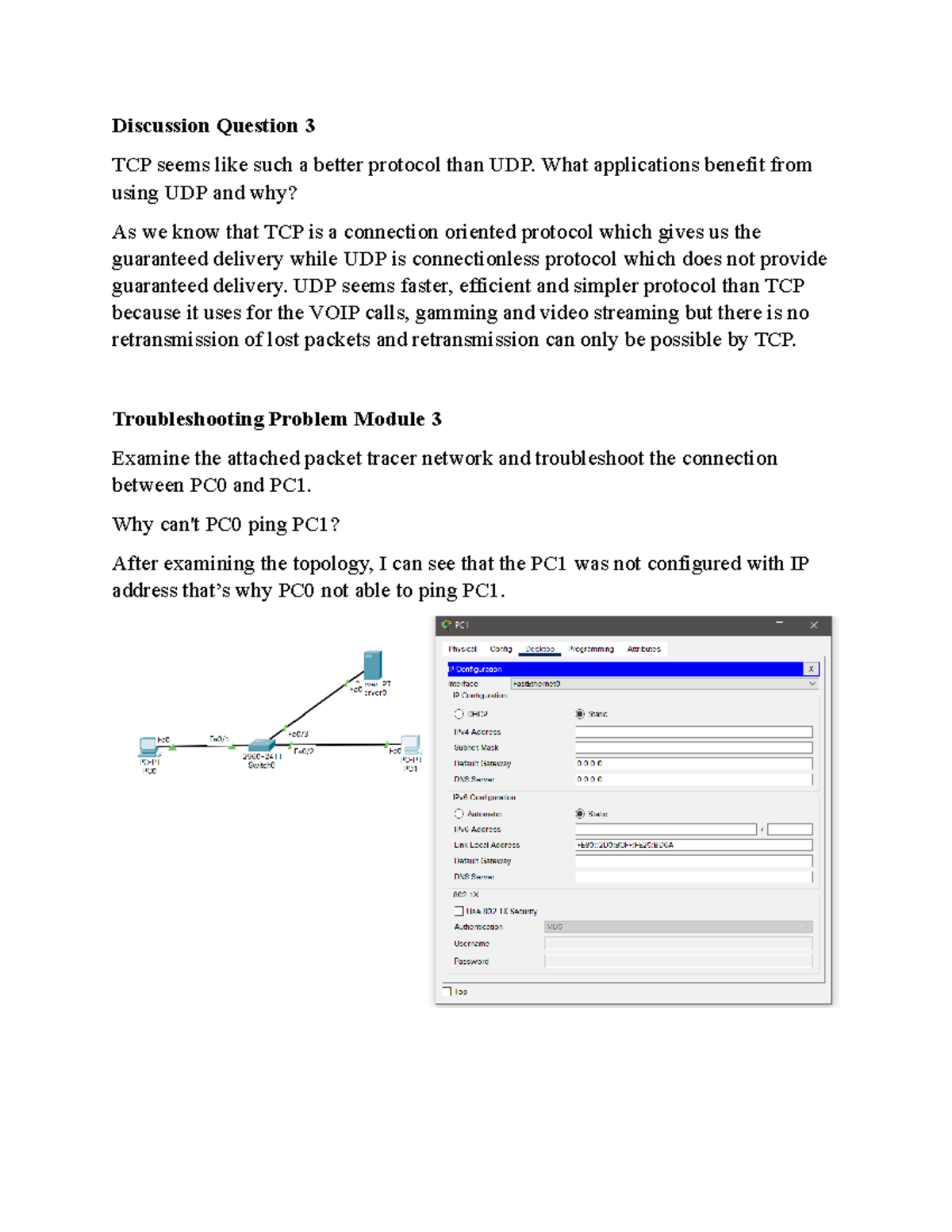 Networking - Coursework - Discussion Question 3 TCP seems like such a ...