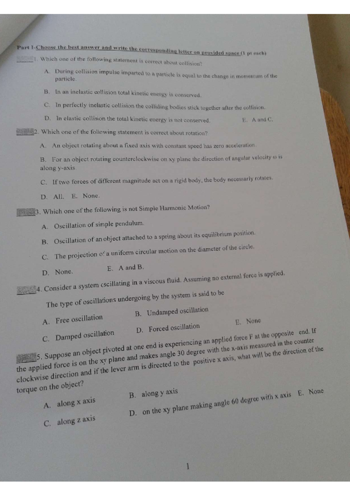 final exam phy1011 - Physics freshman course - Studocu