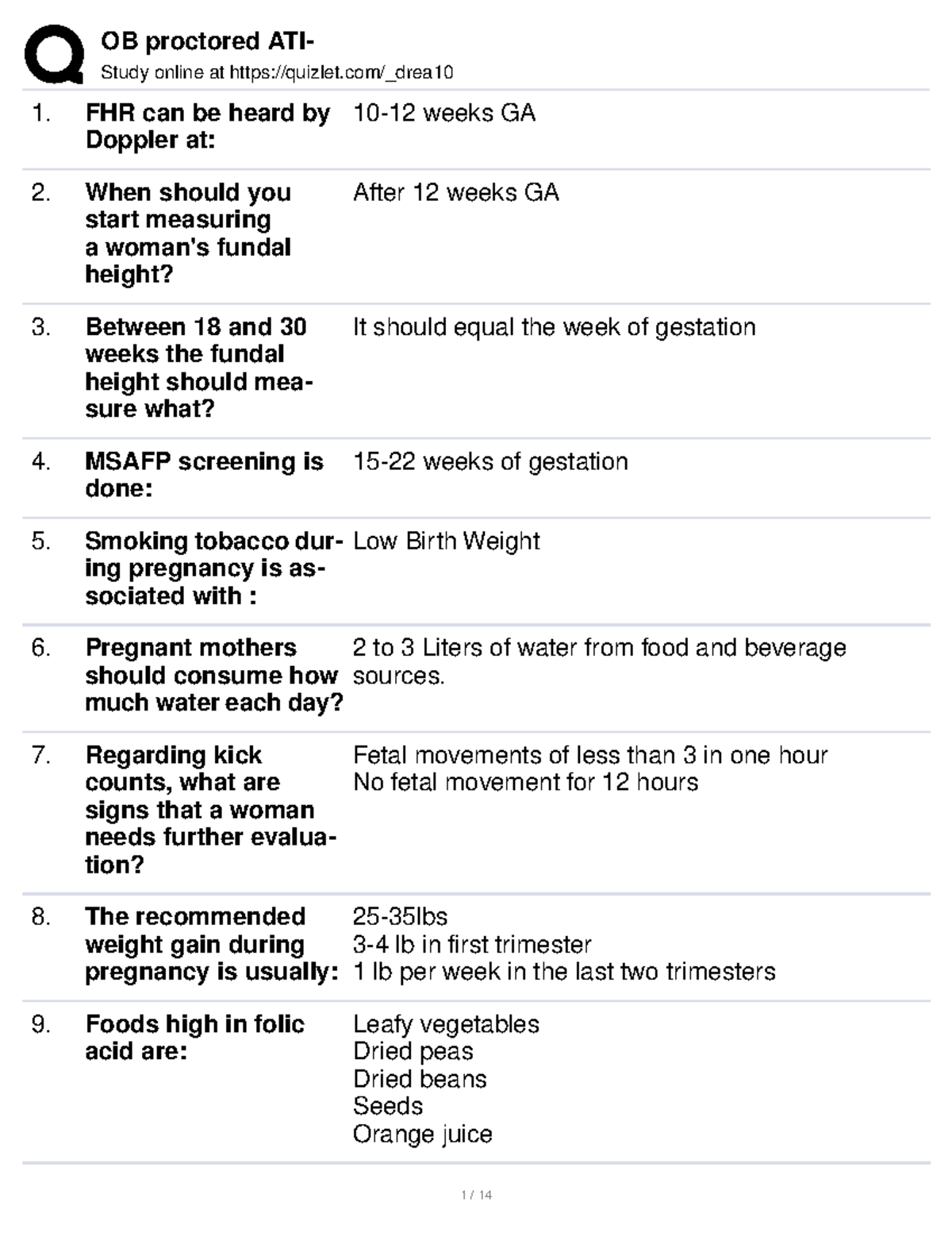 OB proctored ATI - Maternal Fetal ATI - Study online at quizlet/_drea ...