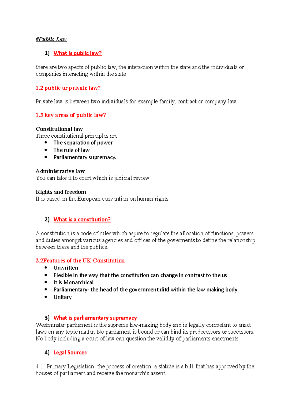 Public law revision notes - #Public Law 1) What is public law? there ...