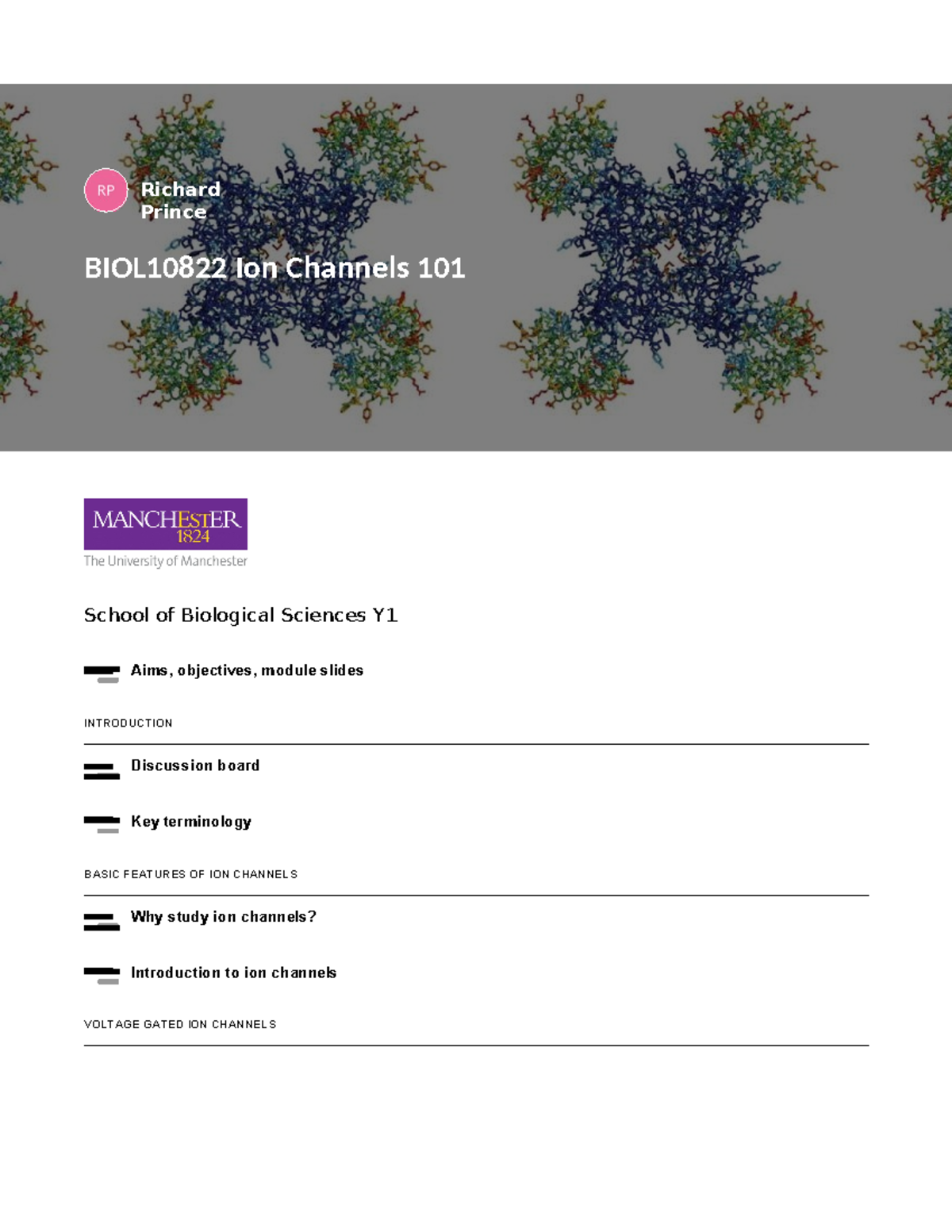 Biol 10822 ion channels 101 - Richard Prince BIOL10822 Ion Channels 101 ...