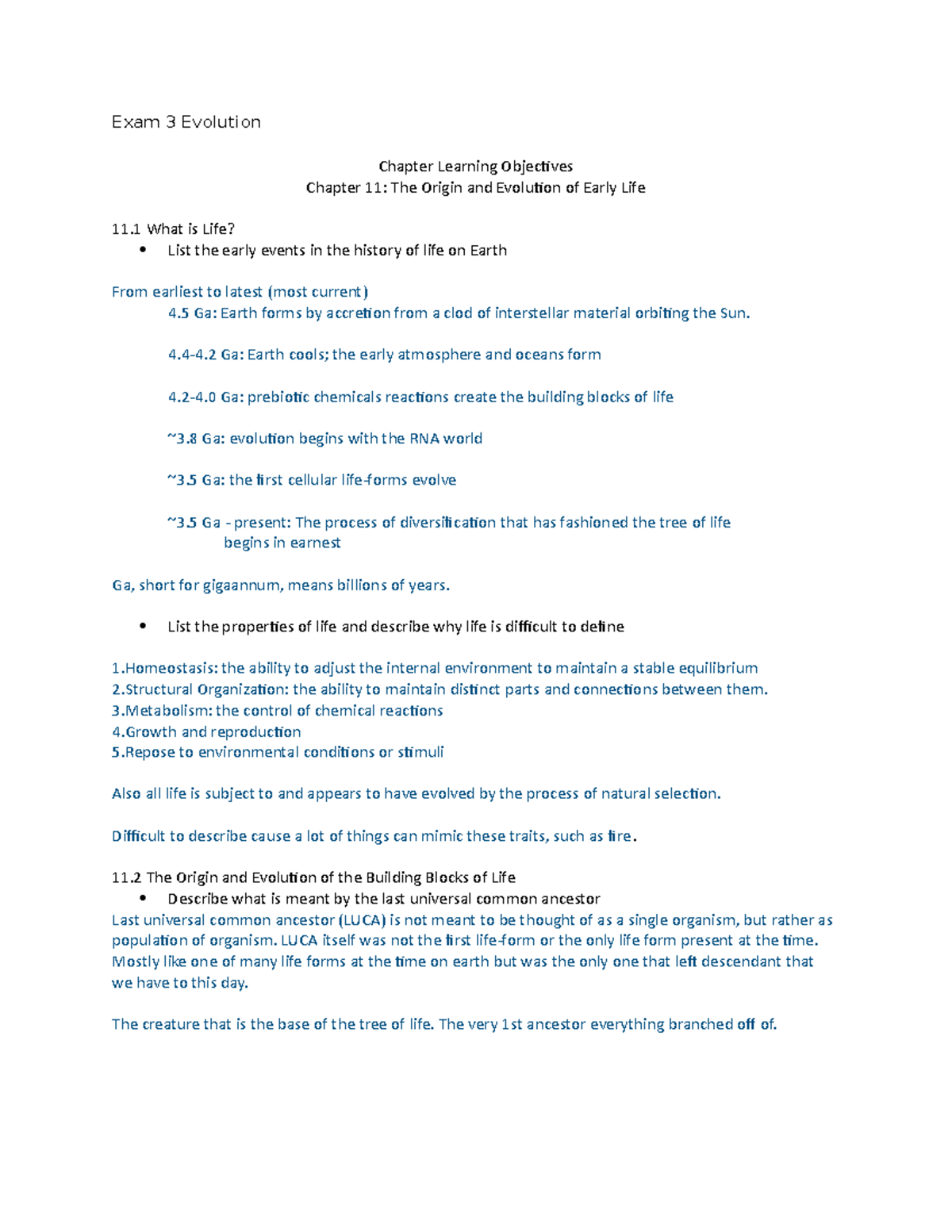 Evolution Exam 3 - Study guide for exam 3 - Exam 3 Evolution Chapter Learning Objectives Chapter ...