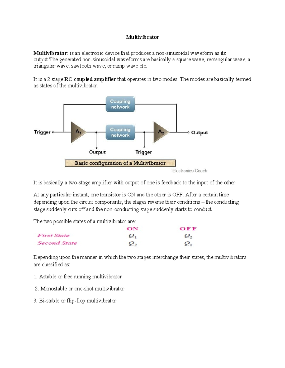 Multivibrator - Summary Computer architecture and organization - Multivibrator Multivibrator: is ...