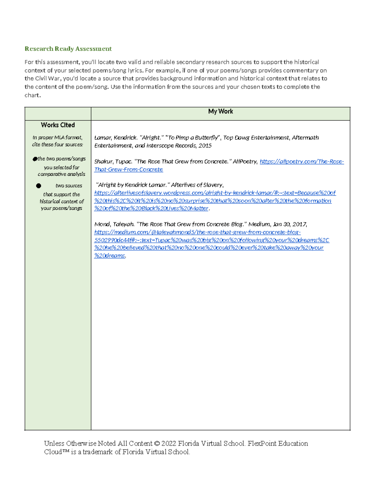 Research ready assess rubric - Research Ready Assessment For this ...