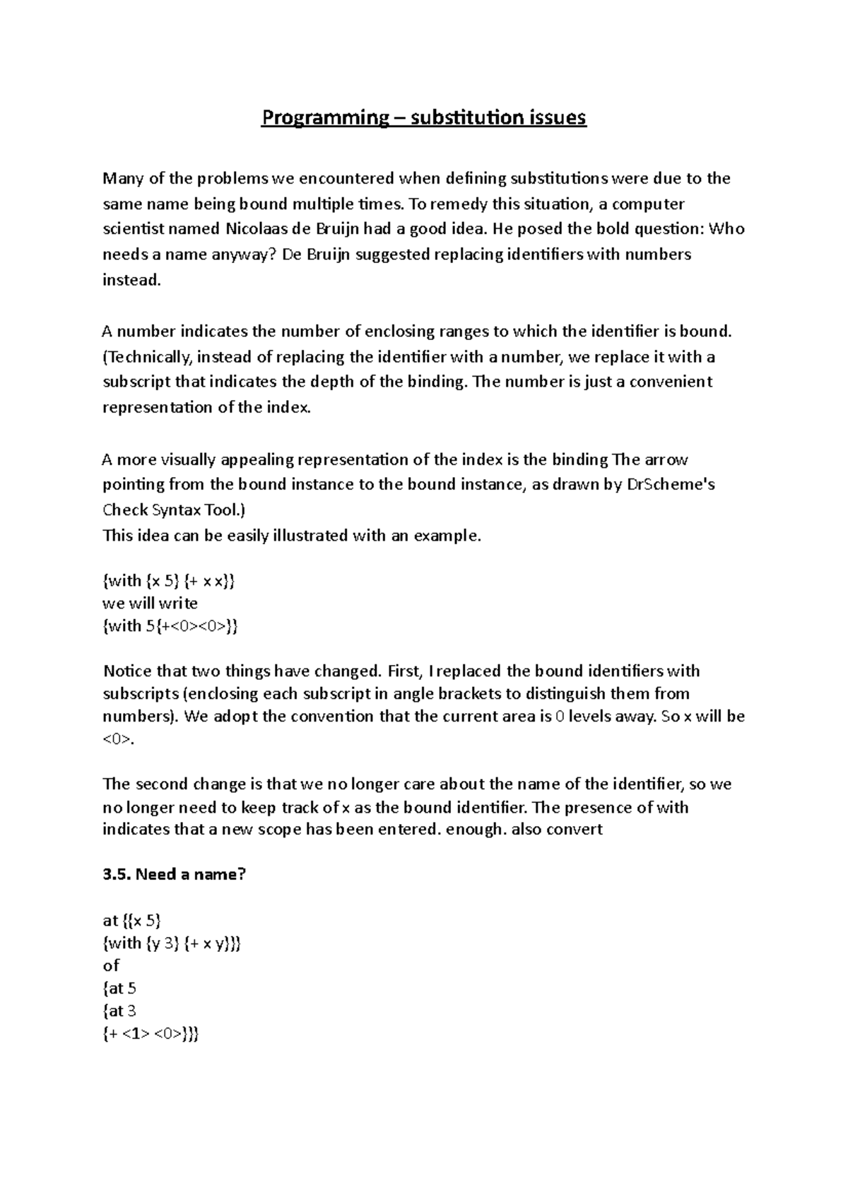 Programming – substitution issues - Programming – substitution issues ...