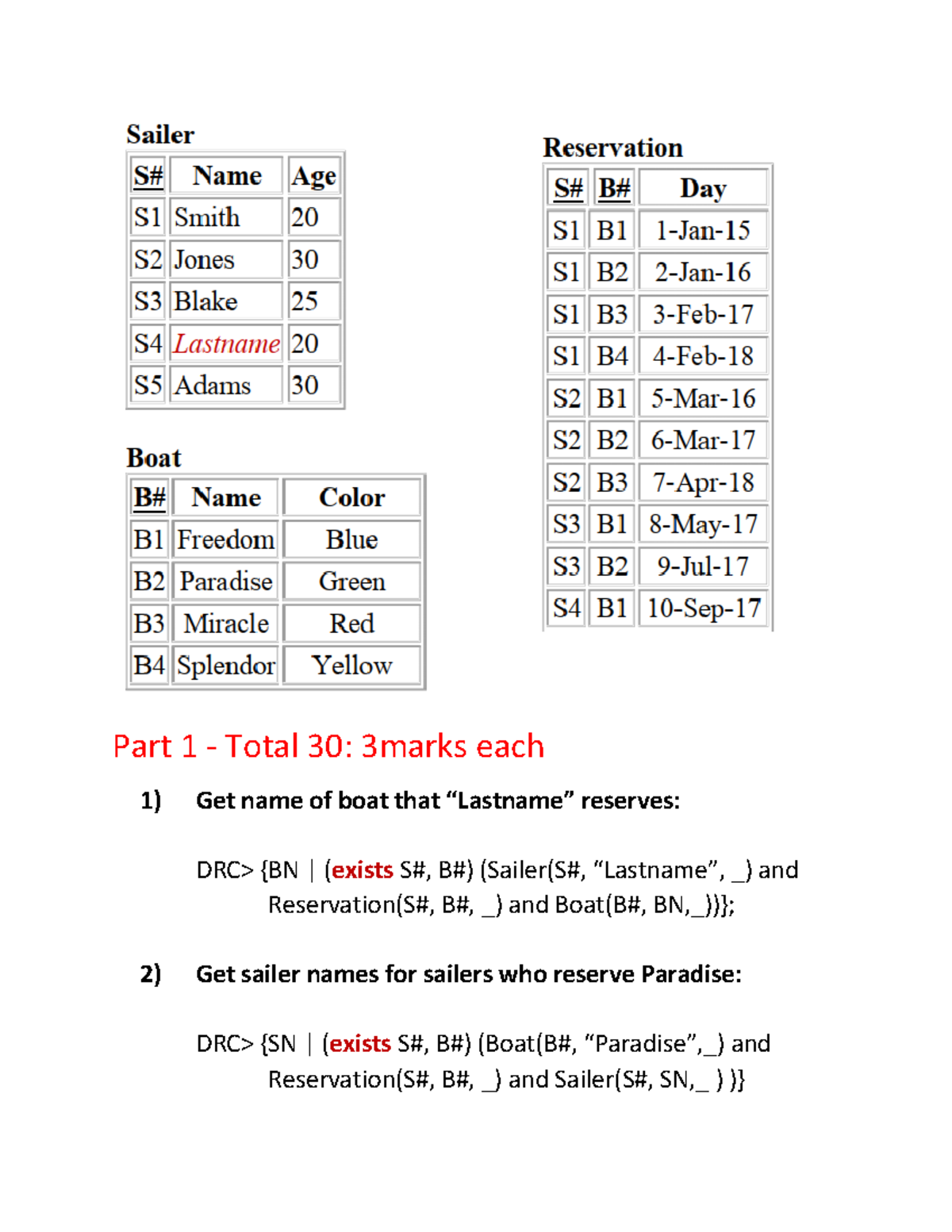 3005A3-answer - assignment - Part 1 - Total 30: 3marks each 1) Get name ...