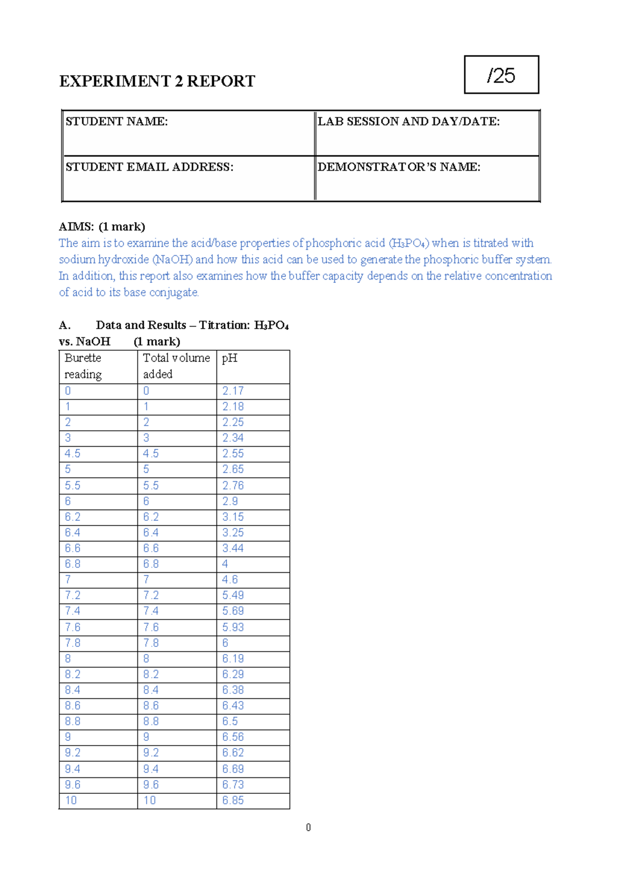 CZB190 Experiment 2 Report week 5 - EXPERIMENT 2 REPORT STUDENT NAME ...