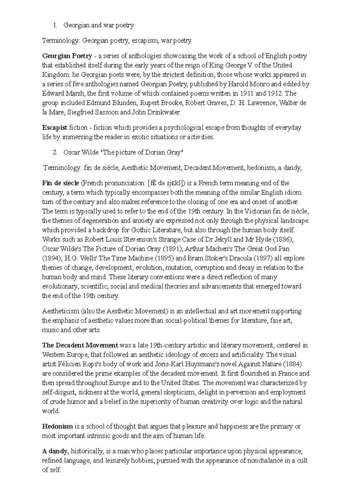Definicje Britlit Summary History Of British Literature 1 Georgian And War Poetry definicje-britlit-summary-history-of-british-literature-1-georgian-and-war-poetry
