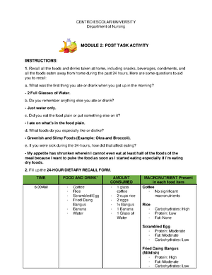(M2 POST TASK Assignment) - CENTRO ESCOLAR UNIVERSITY Department of ...
