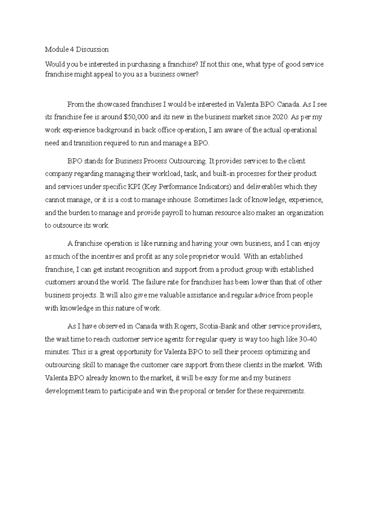 Module 4 Discussion - Module 4 Discussion Would you be interested in ...