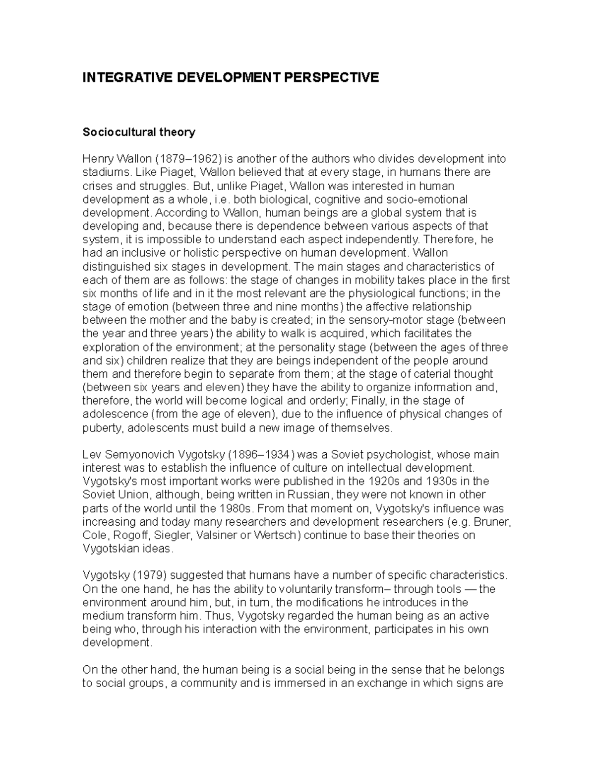 Integrative development perspective - INTEGRATIVE DEVELOPMENT ...