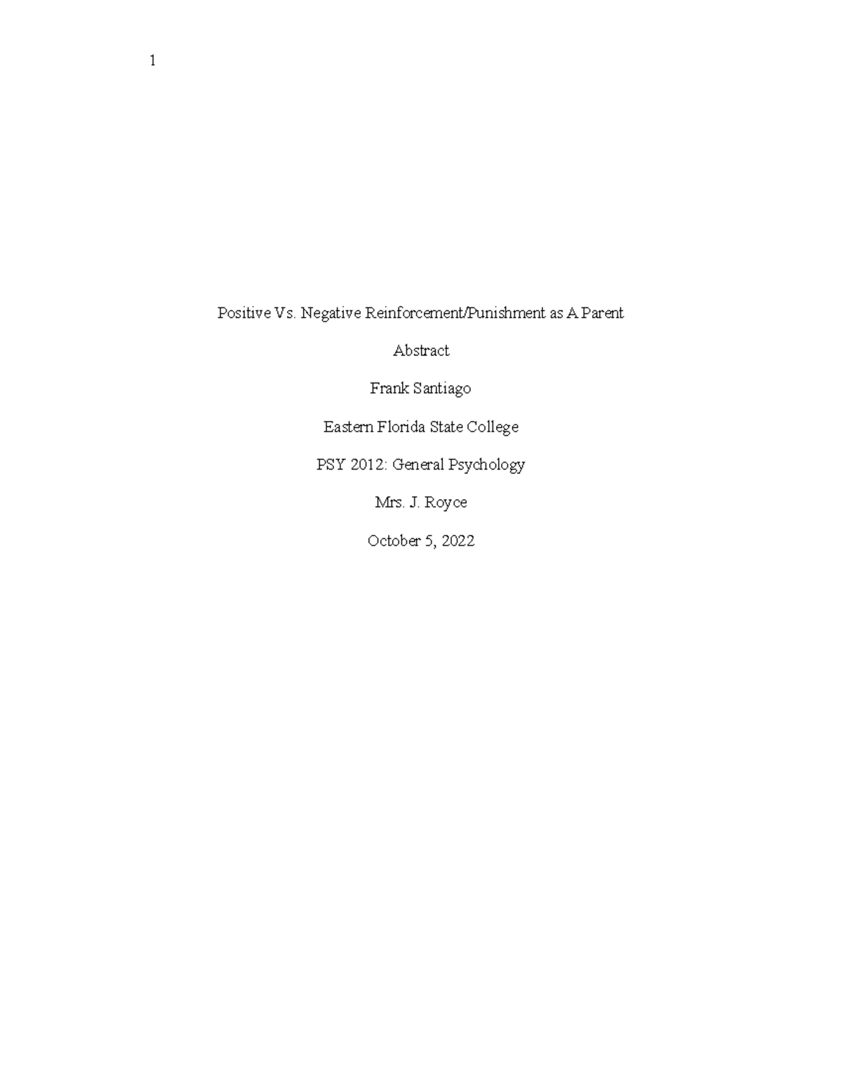 Positive Vs Negitive Research Paper Positive Vs Negative Reinforcement Punishment As A