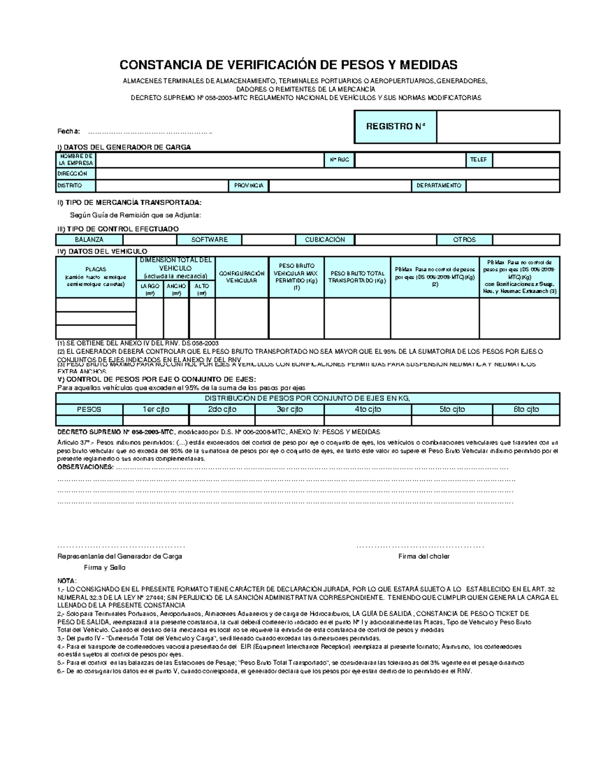 Constancia de Pesos y Medidas Formato - Fecha