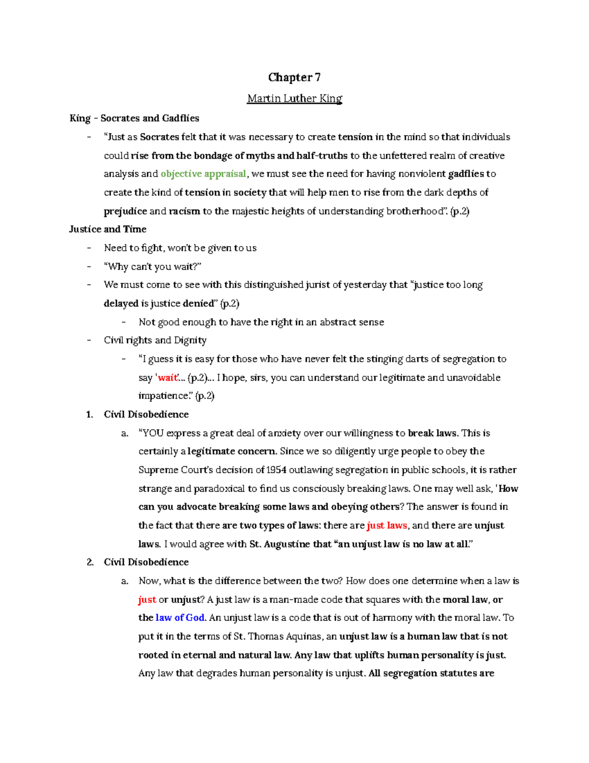 Chapter 7 - MLK (LAW) - Chapter 7 Martin Luther King King - Socrates ...