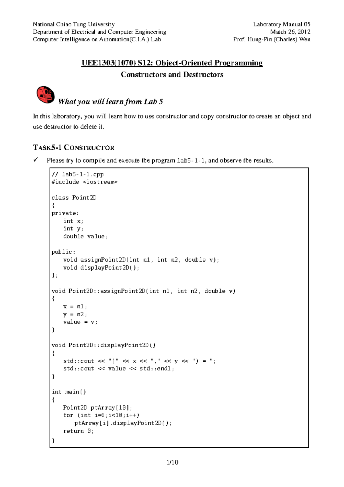 LAB 05 - Object Oriented Programming - UMT - Studocu