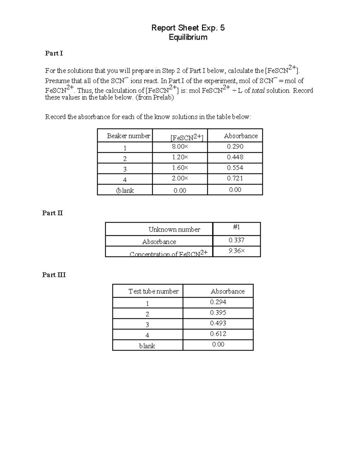Equilibrium postlab - Equilibrium Part I For the solutions that you ...