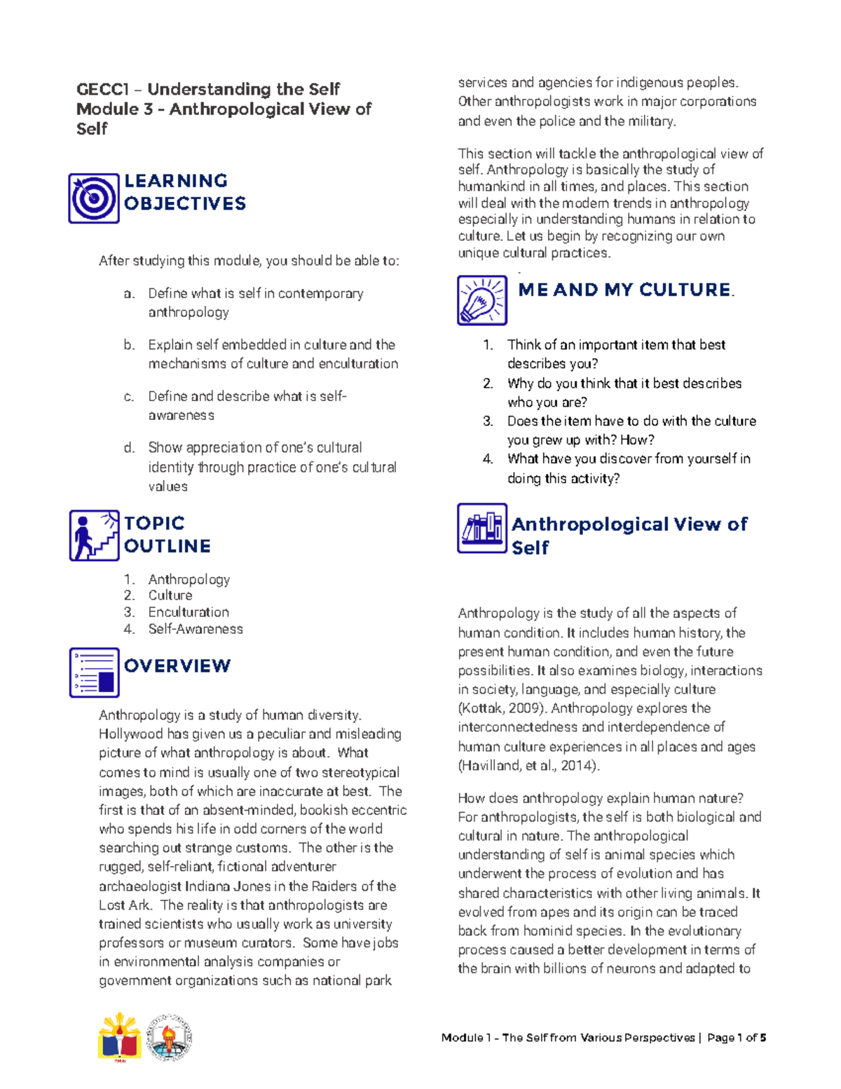 Understanding the Self Module 3 - LEARNING OBJECTIVES After studying ...