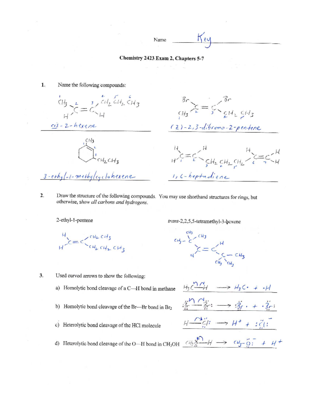 Exam 2 practice test - CHEM 2323 - Studocu