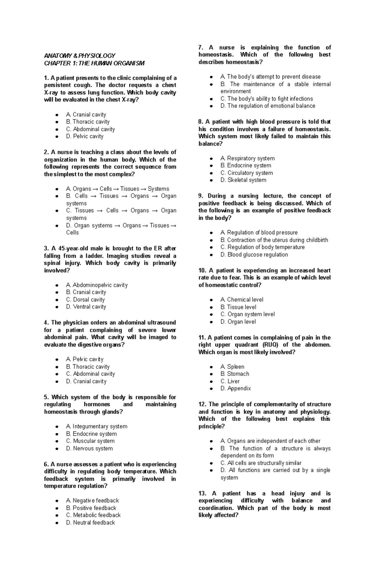 Anatomy AND Physiology Chapter 1 - ANATOMY & PHYSIOLOGY CHAPTER 1: THE ...
