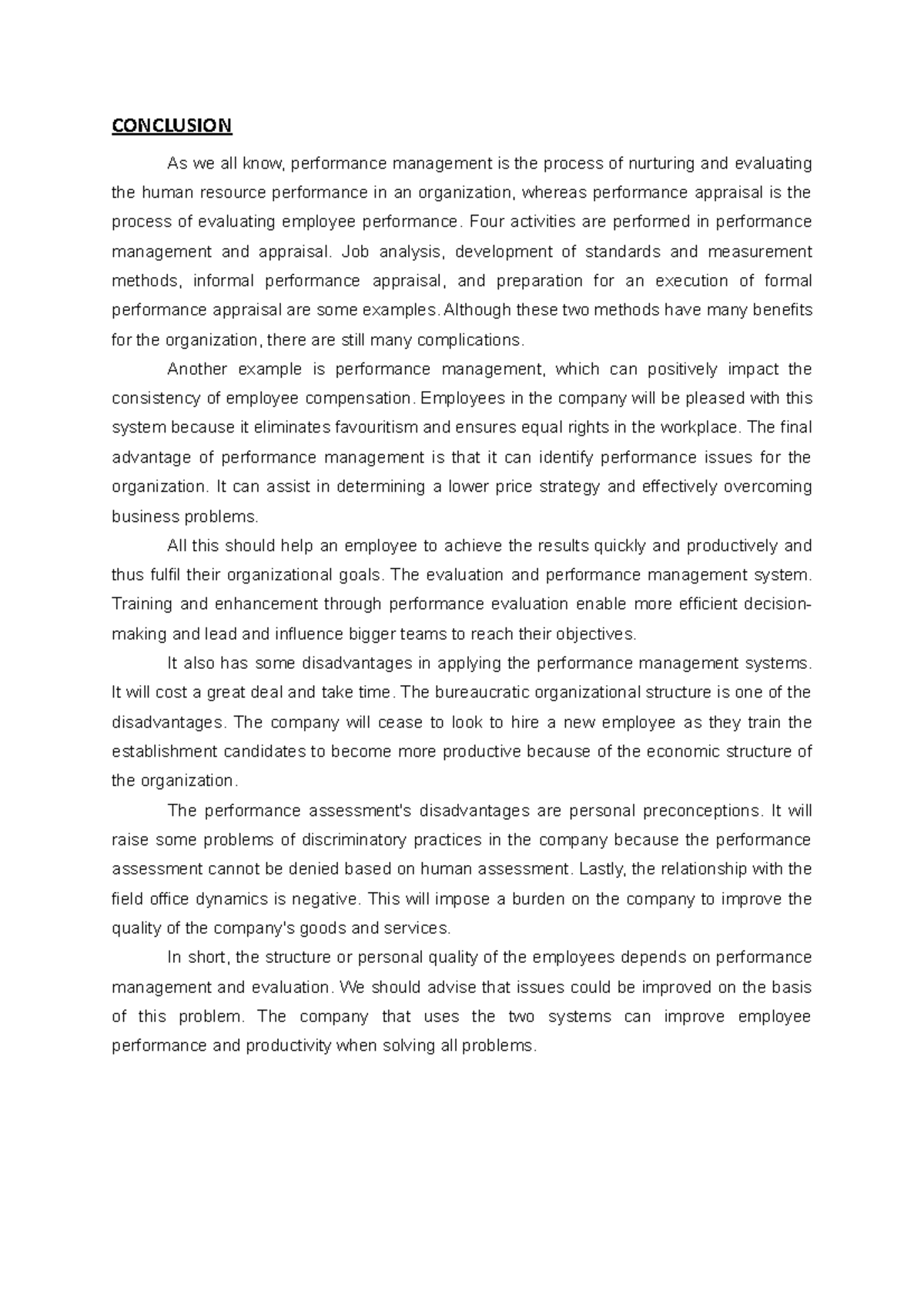 Conclusion HRM544 - performanvce management and - CONCLUSION As we all ...