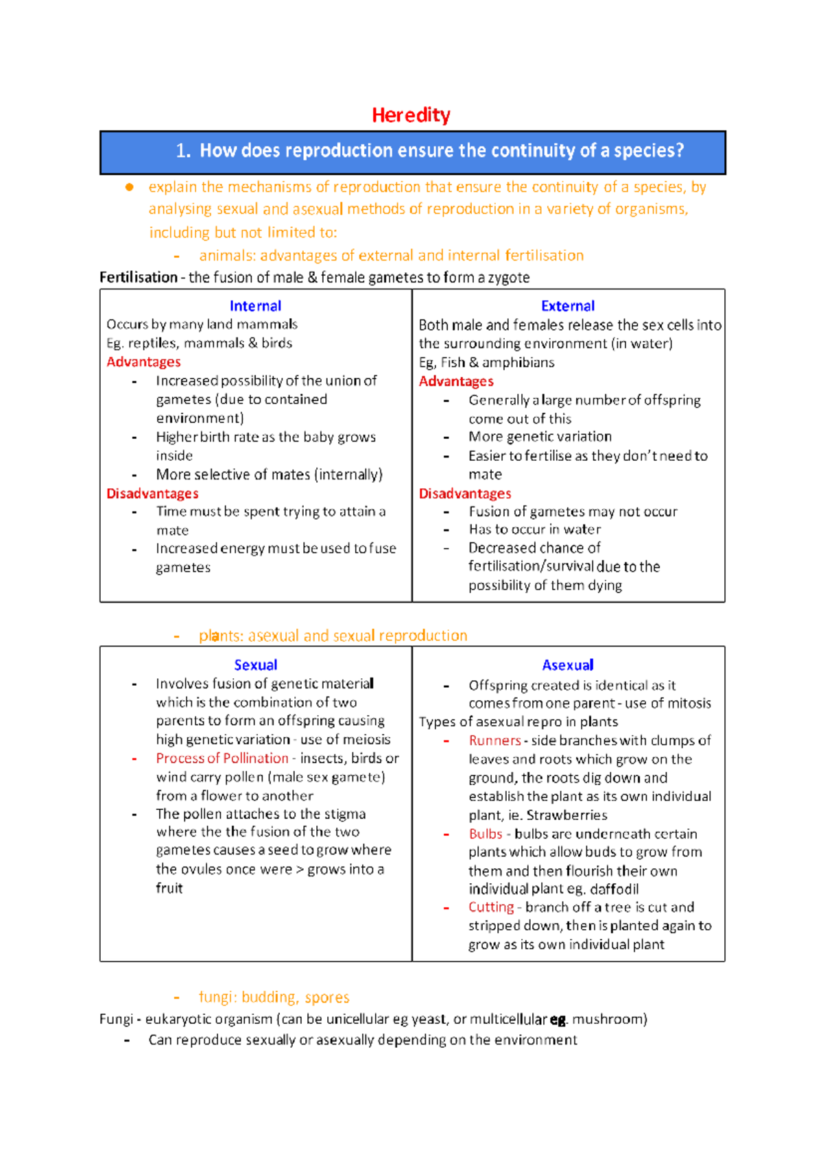 Biology Notes Heredity (1) - Heredity 1. How does reproduction ensure ...