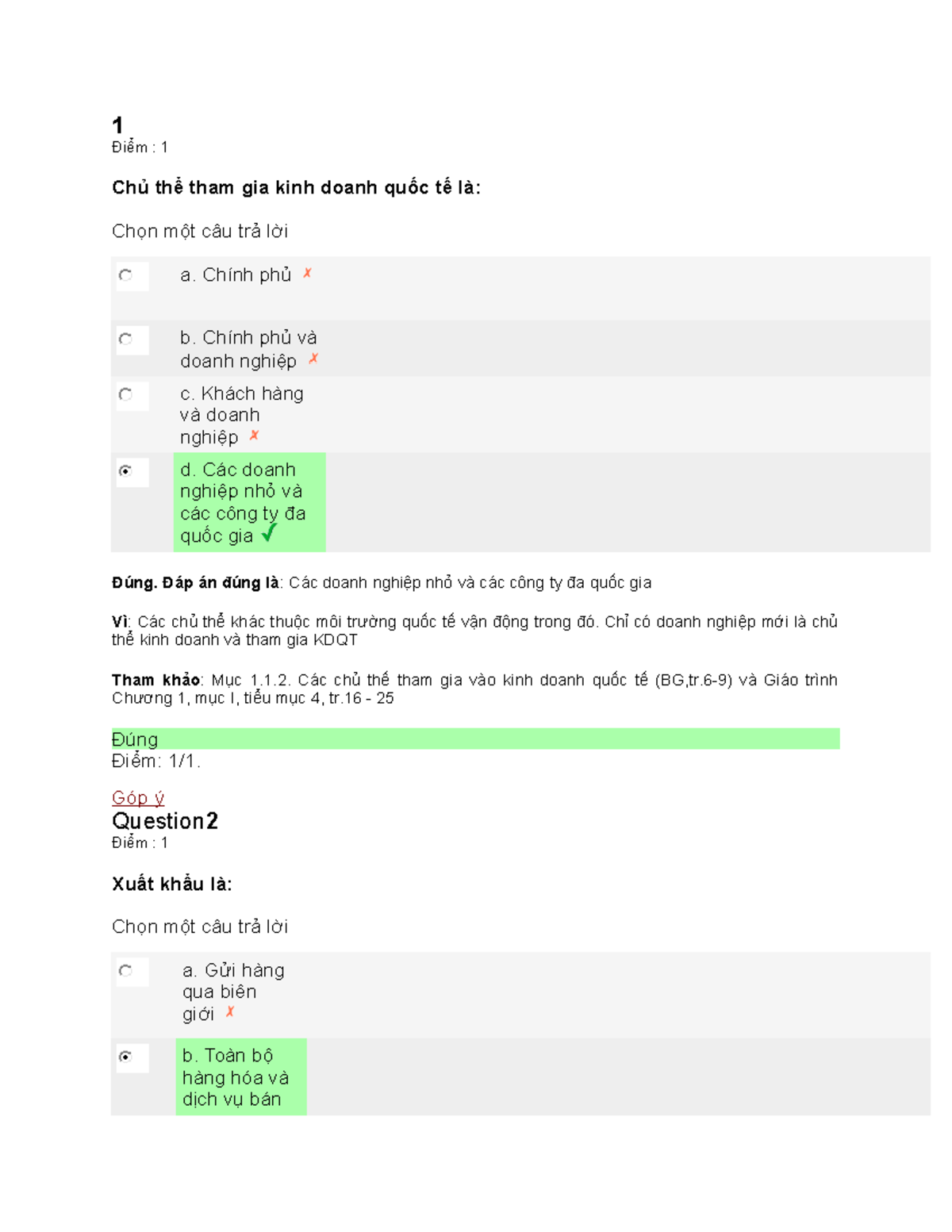 [123doc] - trac-nghiem-mon-kinh-doanh-quoc-te-co-dap-an - 1 Điểm : 1 Chủ thể tham gia kinh doanh ...